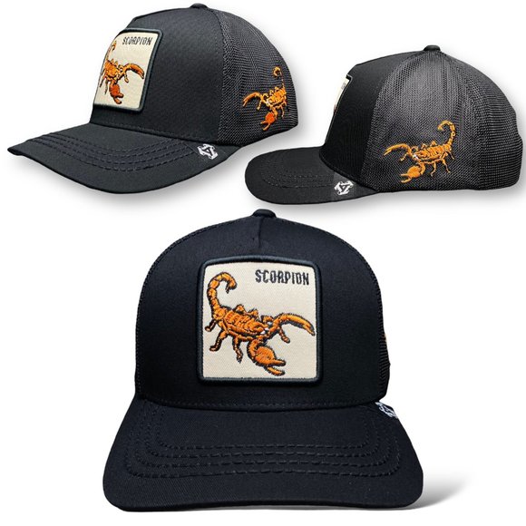 Accessories | Mens Snapback Cap Embroidered Scorpion Patch Black ...